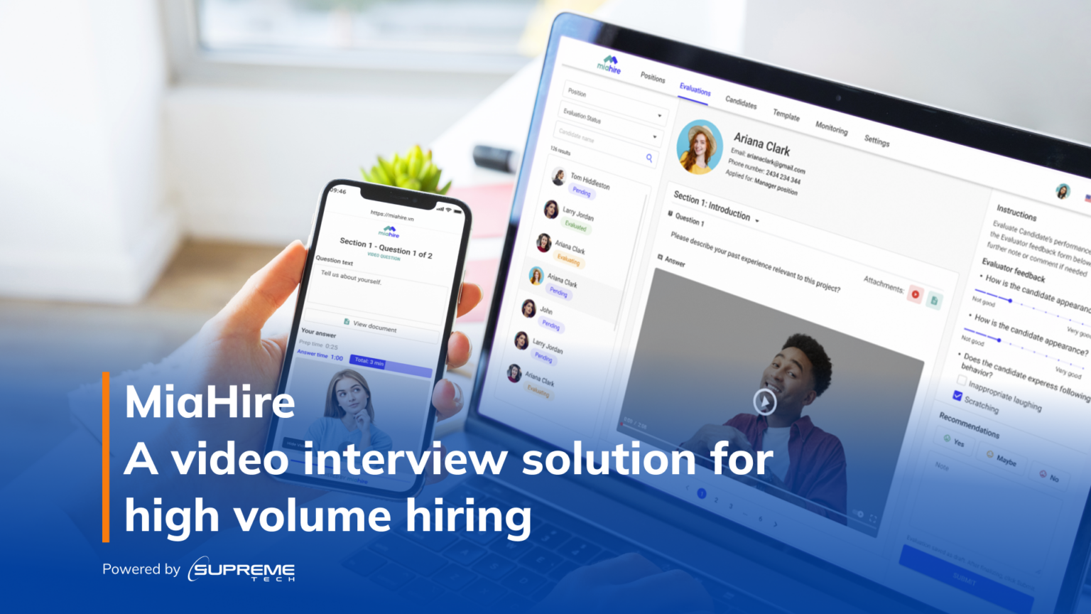 MiaHire: Video Interview Solution for Large-Scale Recruitment - SupremeTech